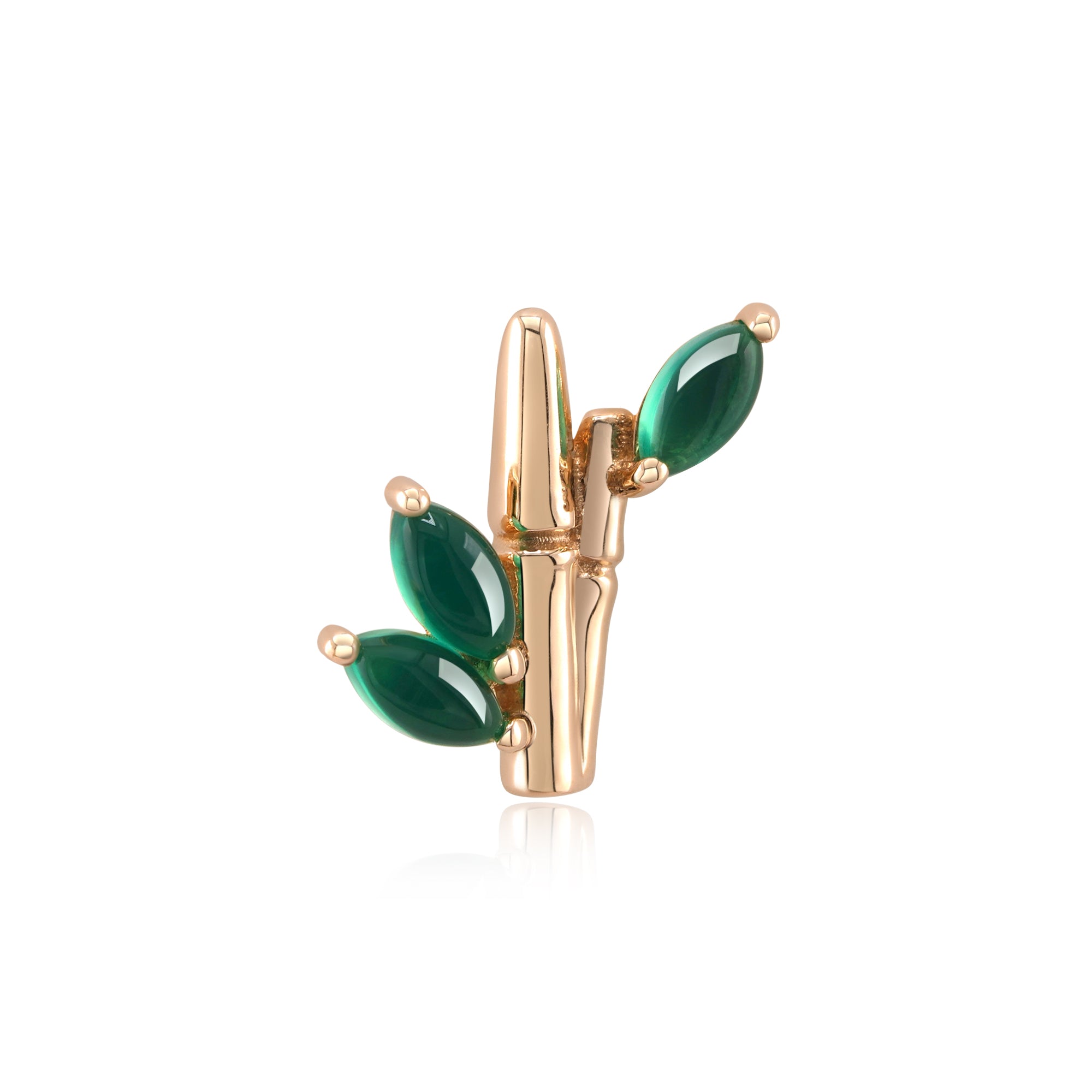Bamboo Grove 14k Gold Threadless End with Green Onyx – EPOCH BODY JEWELRY