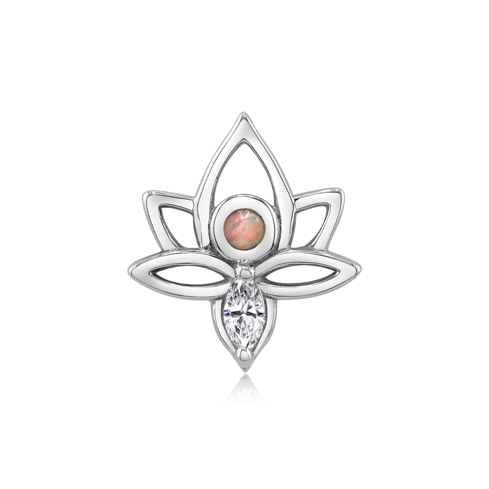 Lotus 14k Gold Threadless Opal End | Piercing Jewelry – EPOCH BODY JEWELRY