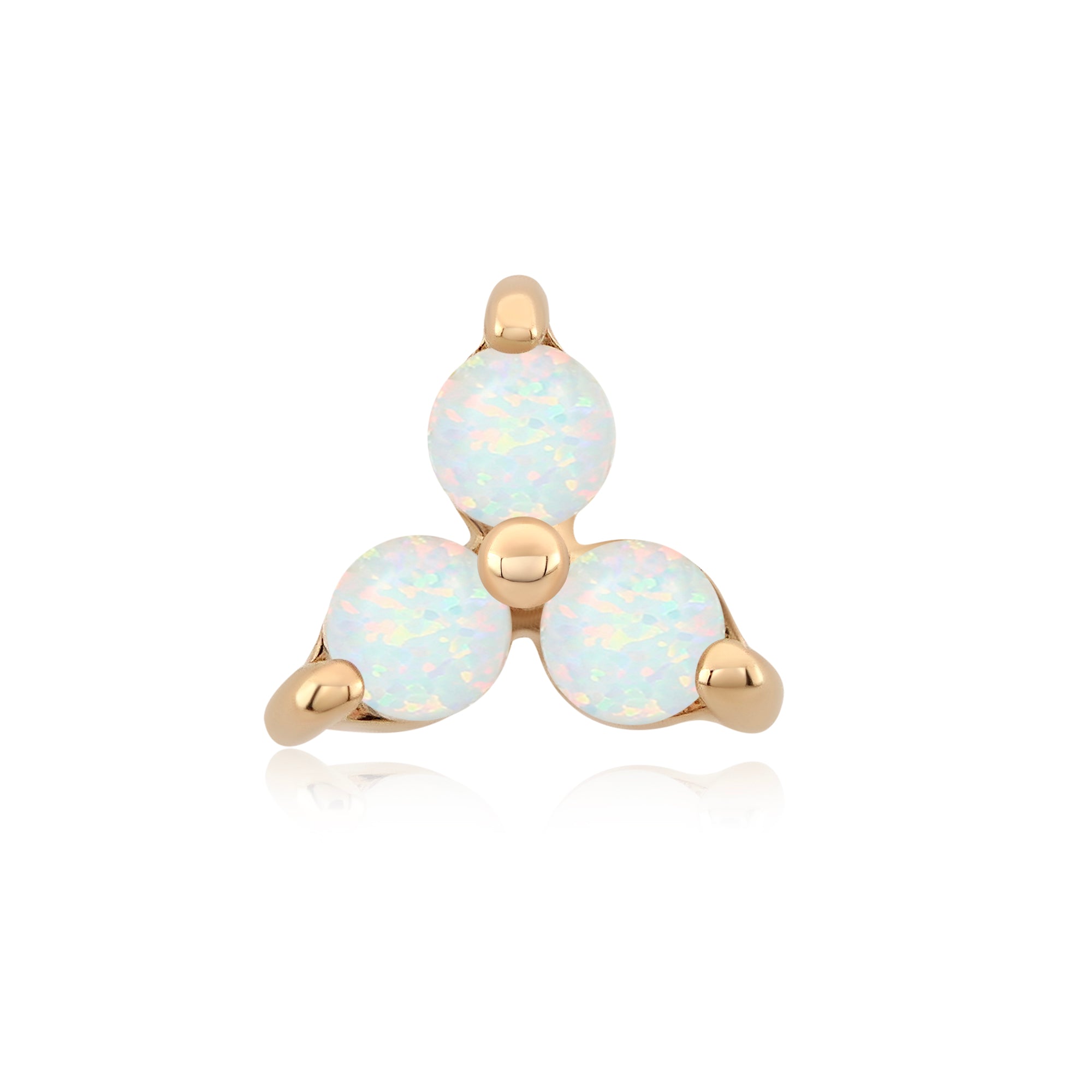 Triad Elegance - White Opal | 14k Gold Threadless End – EPOCH BODY JEWELRY